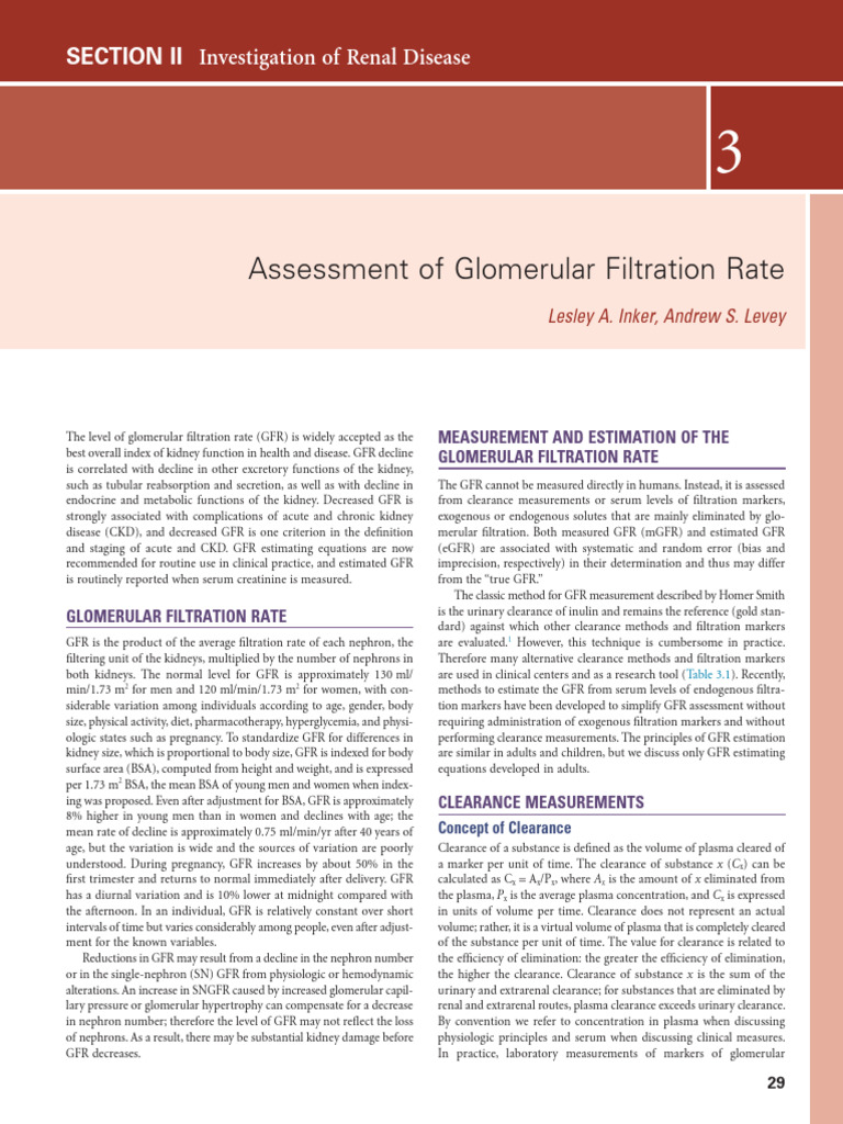 Assesment of Glomerular Filtration Rate | PDF | Creatinine | Kidney