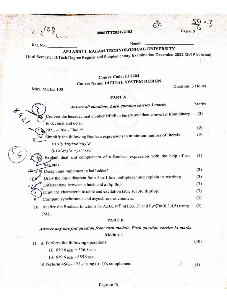 KTU 2019 Scheme DSD Question Paper | PDF
