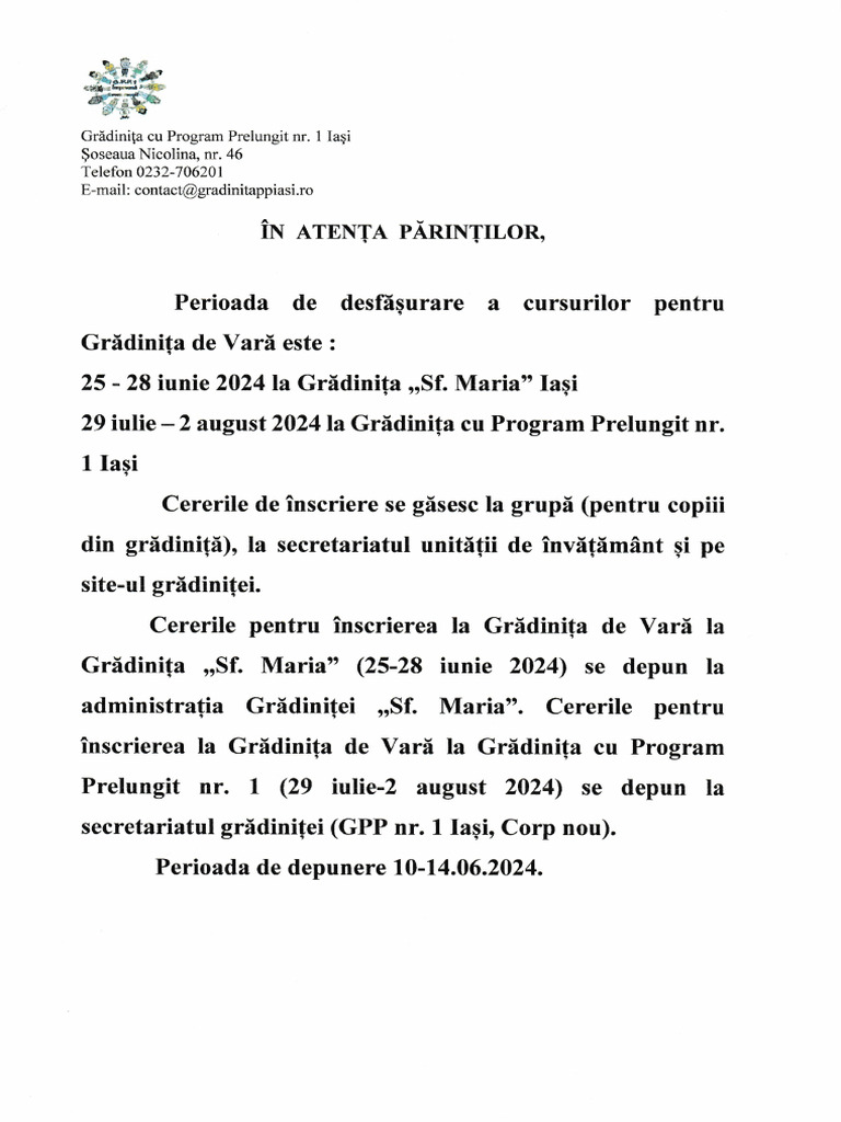 Gradinita de Vara | PDF