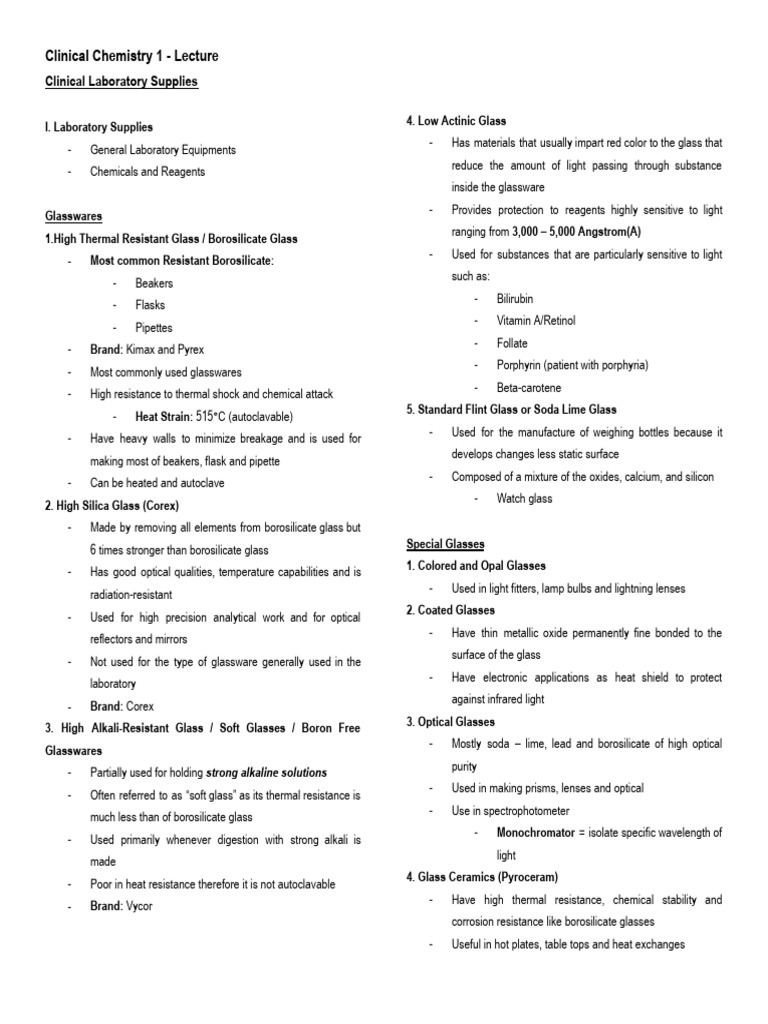 CC1 LEC - Clinical Laboratory Supplies | PDF