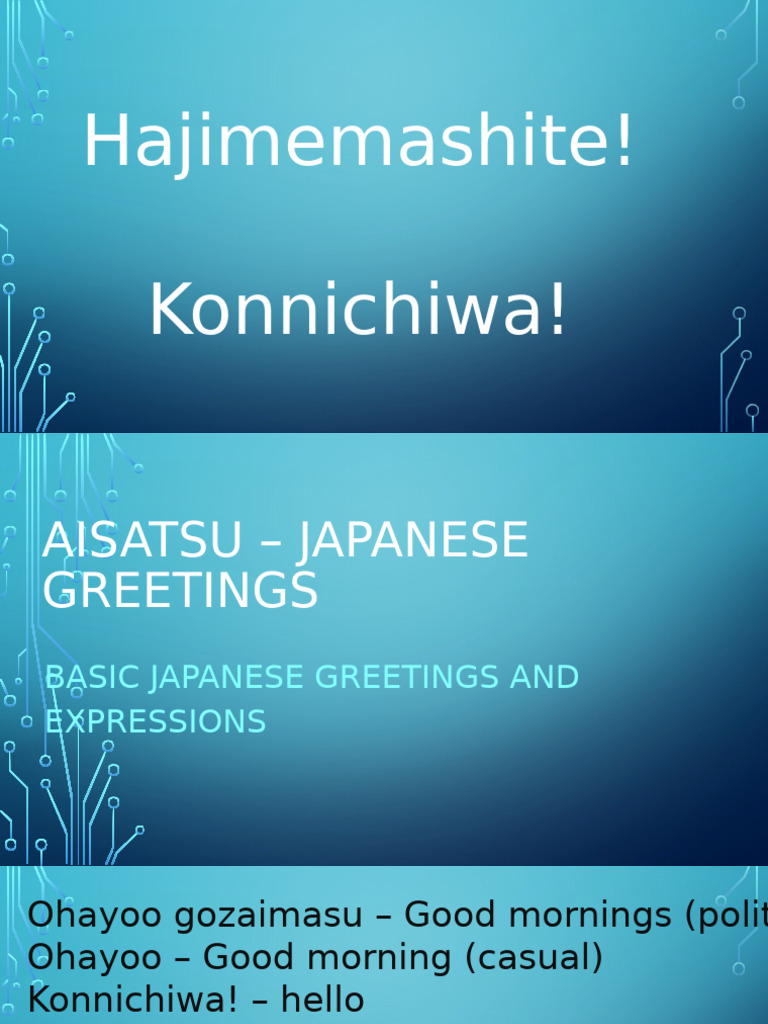 Aisatsu - Japanese Greetings | PDF