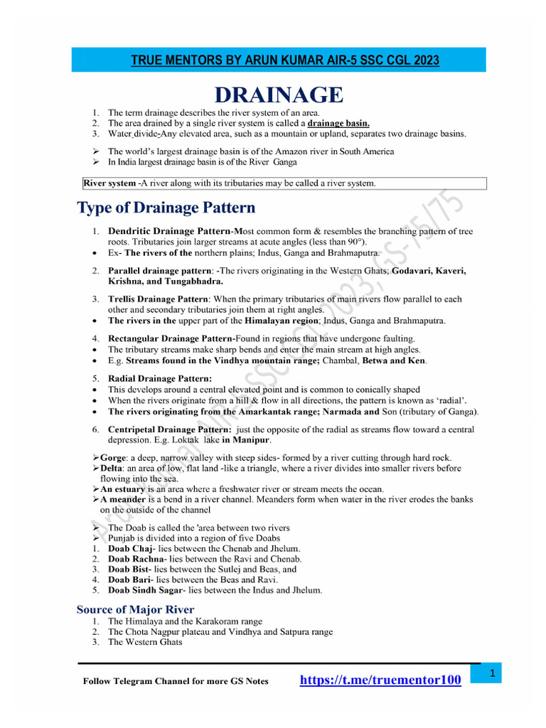 River System Notes by Arun Kumar AIR-5 | PDF