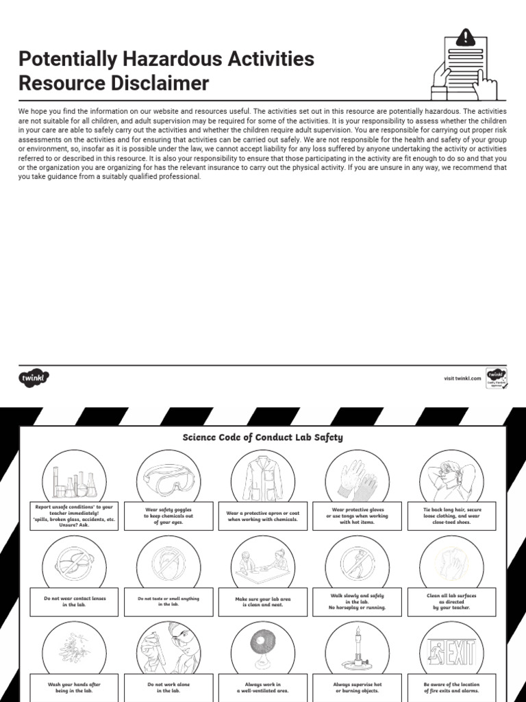 BW Science Code of Conduct Lab Safety Posters For 6th-8th Grade | PDF