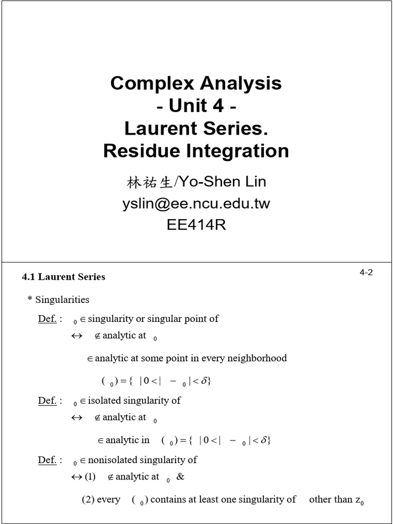 Complex Analysis110 - Unit 4 | PDF