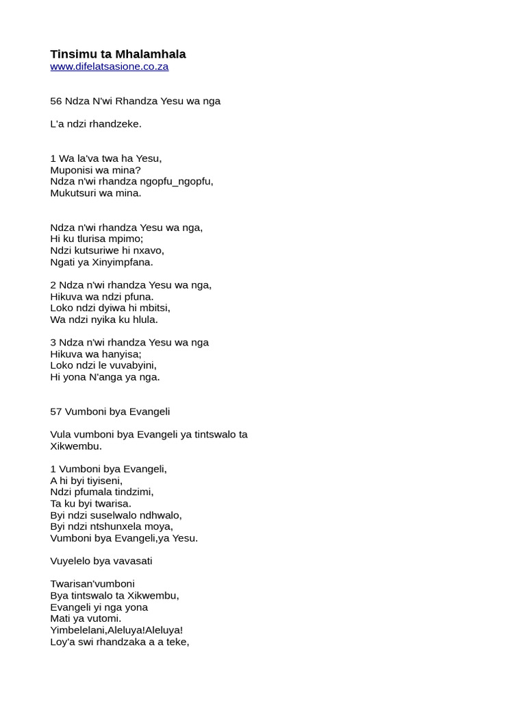 Tinsimu Ta Mhalamhala | PDF