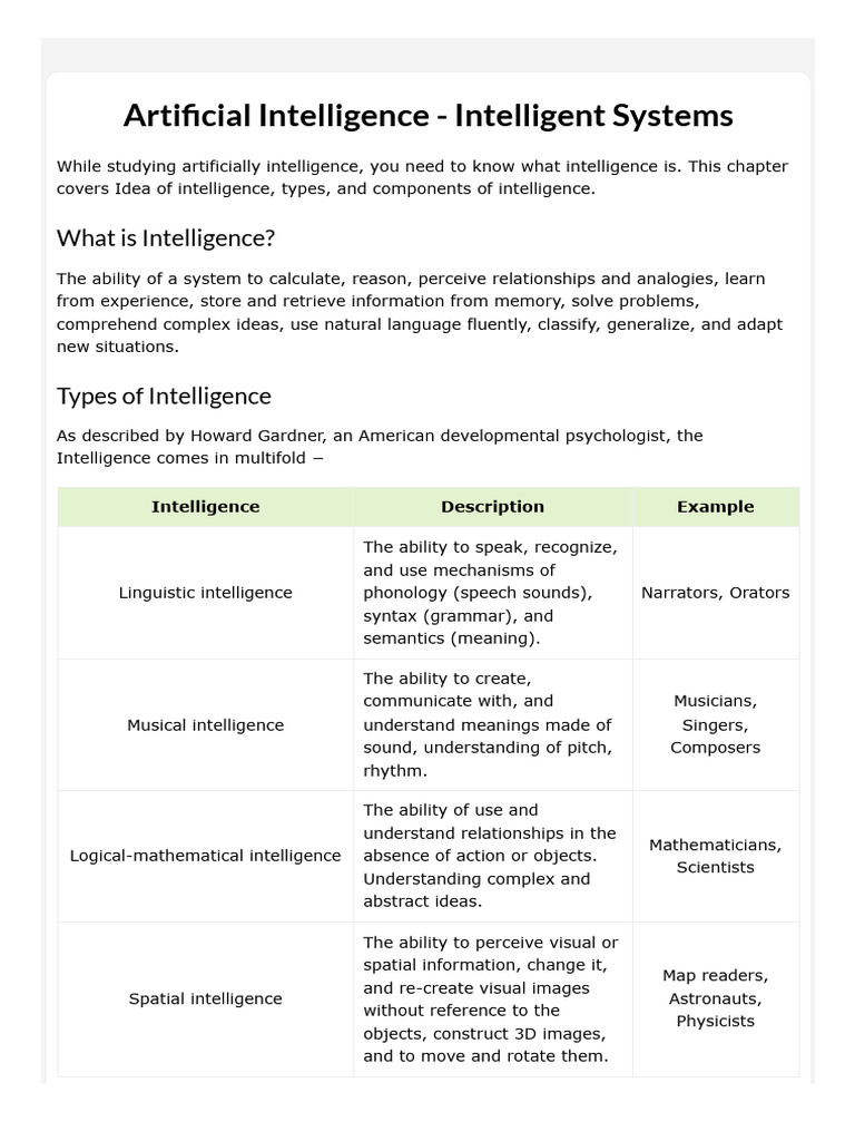 Artificial Intelligence - Intelligent Systems | PDF