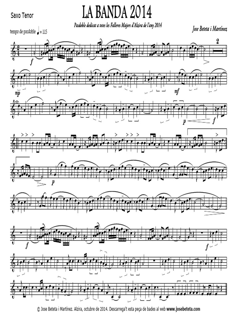 18 Saxo Tenor - La Banda 2014 | PDF