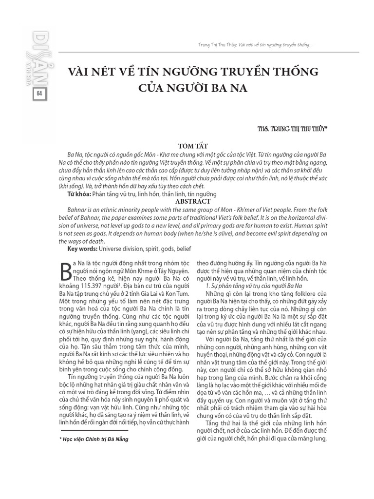 4816 - Vai Net Ve Tin Nguong Truyen Thong Cua Nguoi Ba Na | PDF