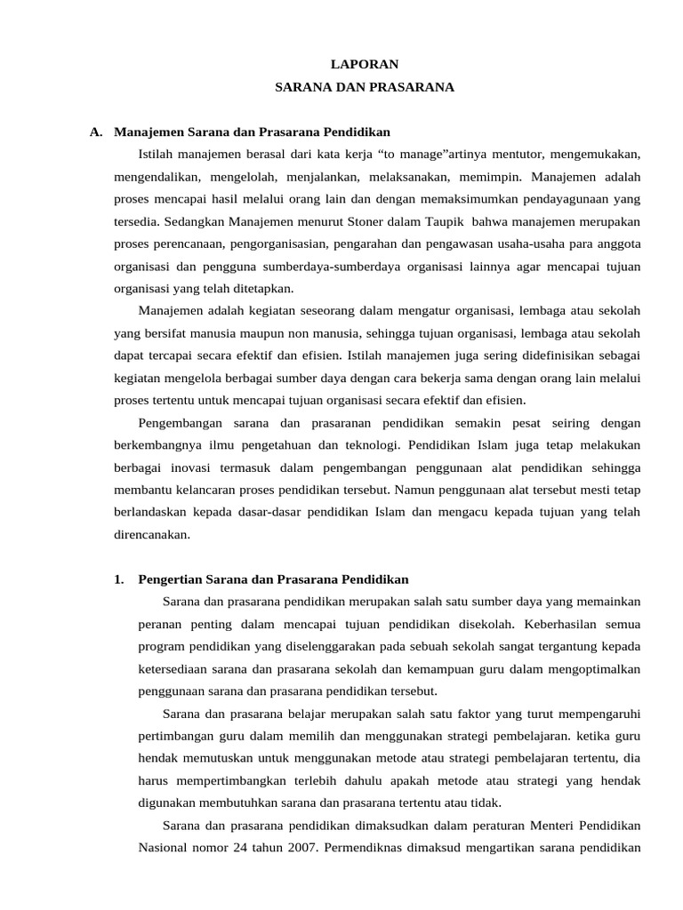 Laporan Sarana Prasarana | PDF