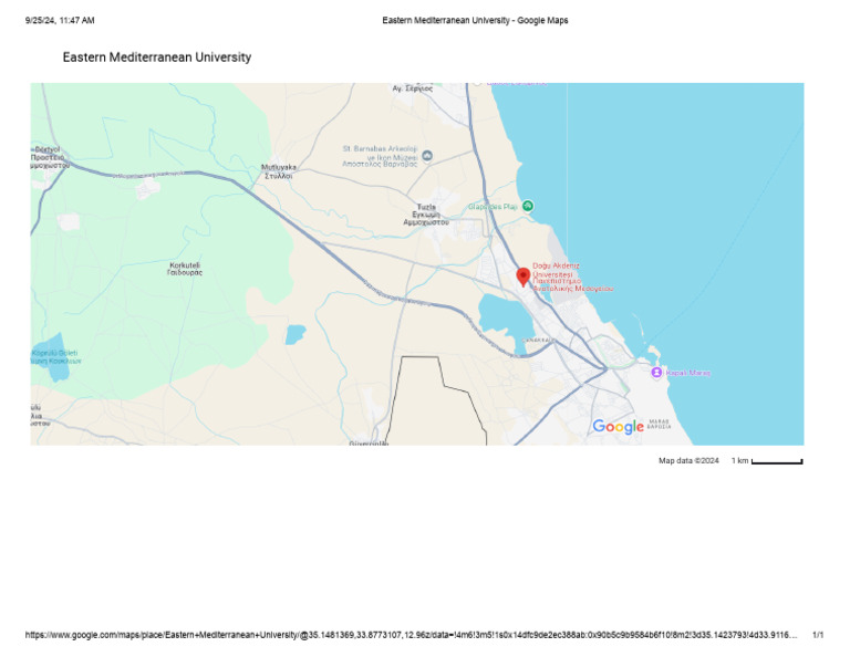 Eastern Mediterranean University - Google Maps | PDF