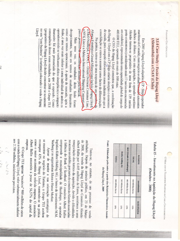 CASE STUDY FUSAO DA HAPAG LLOYD COM A CSAV Pintado | PDF