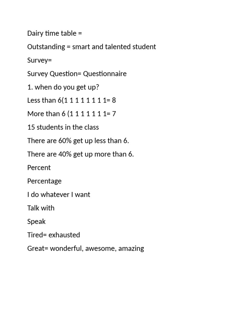 Dairy Time Table | PDF