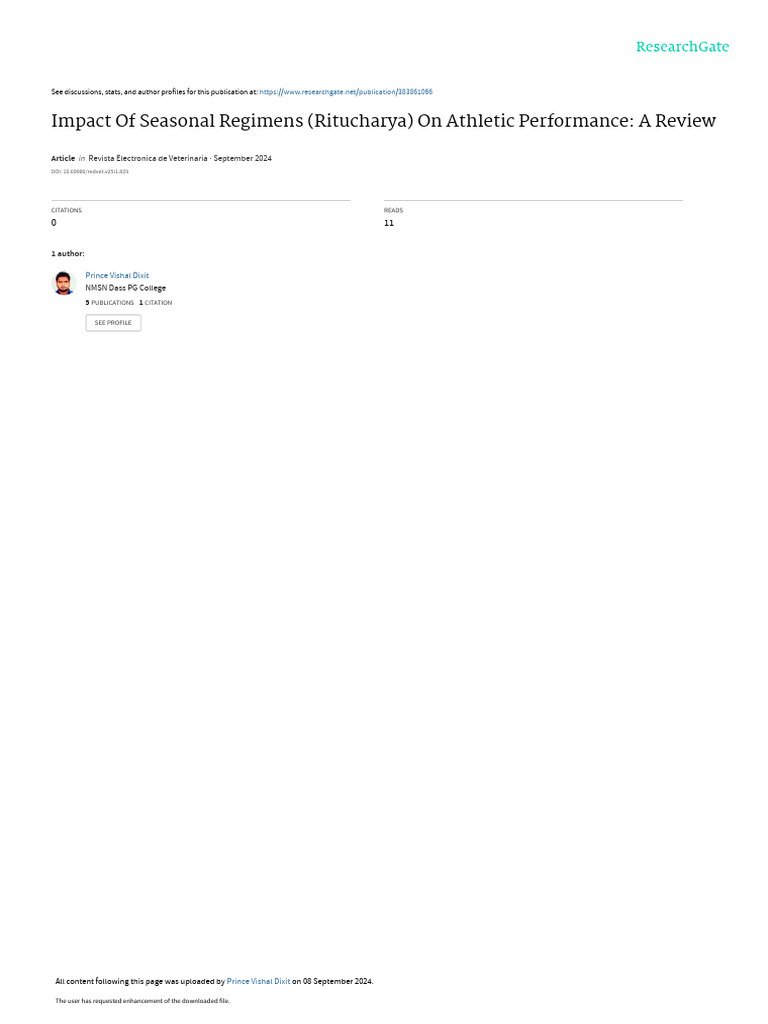 Ritu Charya and Athletic Performance | PDF