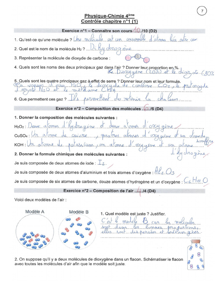 4chap1 Contrôle Correction | PDF