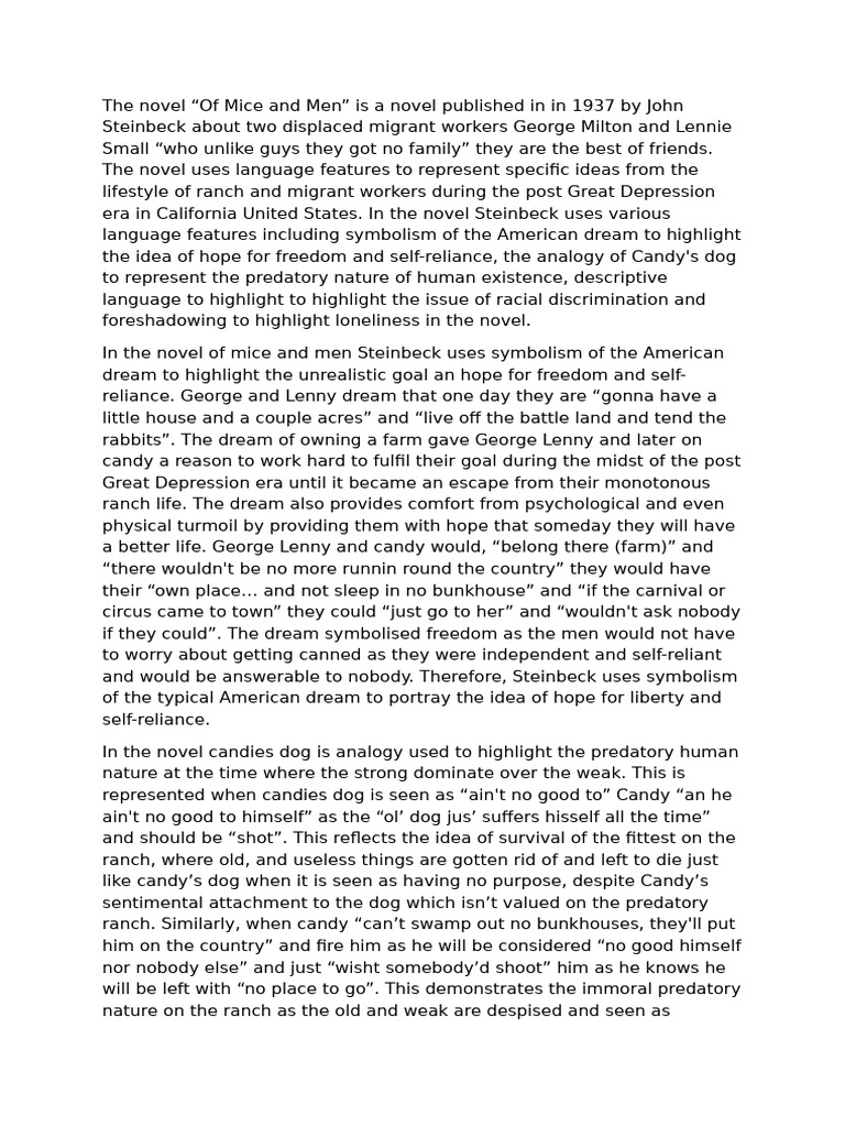 Essay On of Mice and Men | PDF