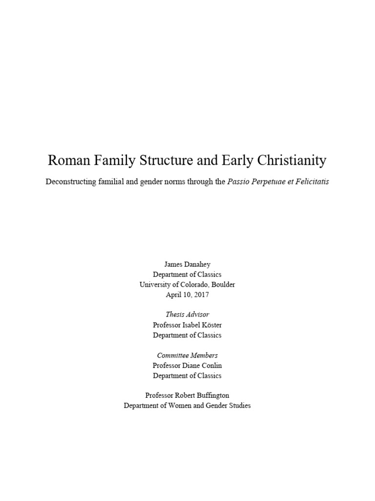 Roman Family Structure and Early Christianity Deconstructing Fam | PDF