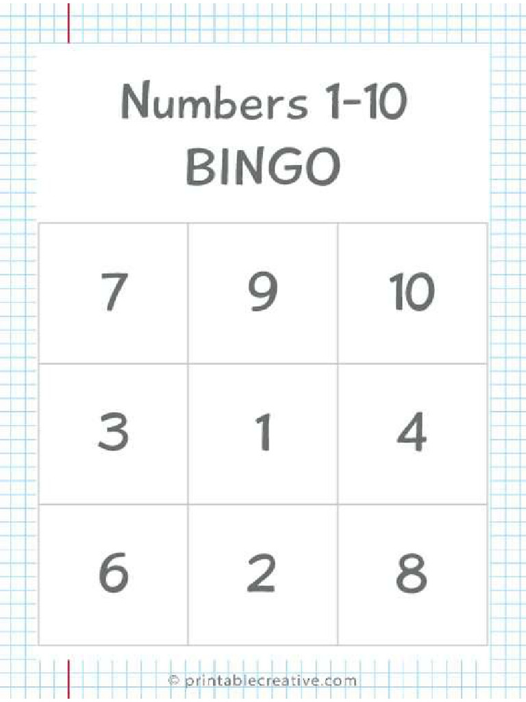 Numbers 1 10 Bingo - 12331877 | PDF