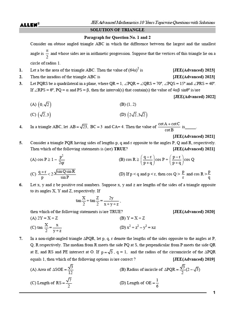 SOLUTION-OF-TRIANGLE | PDF
