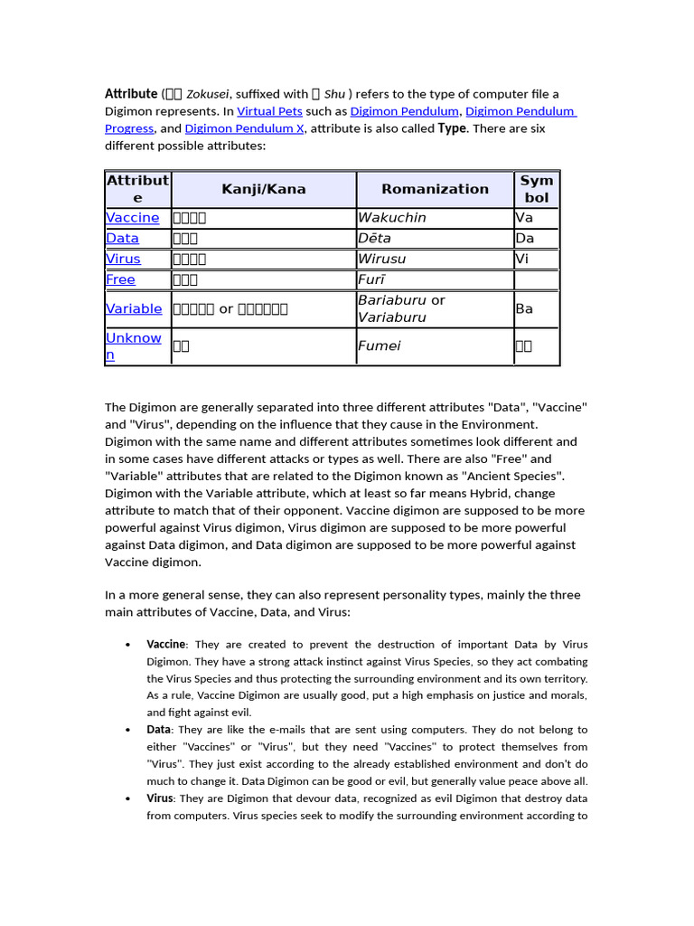 digimon attribute | PDF