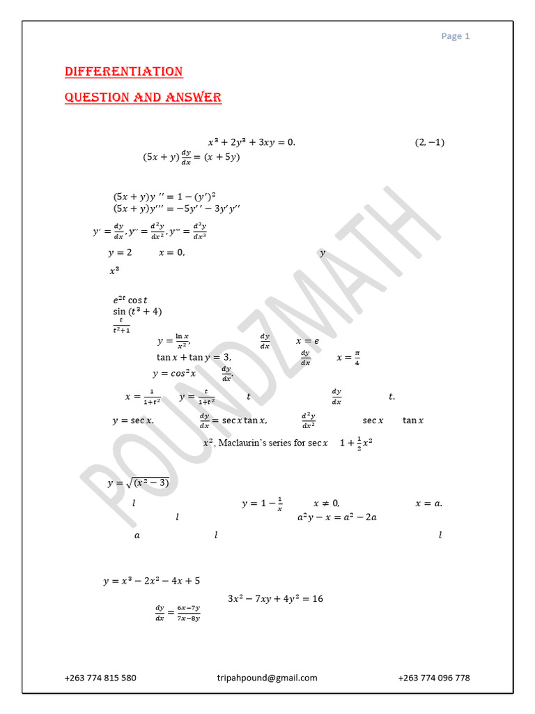 Differentiation REVISION 24 | PDF