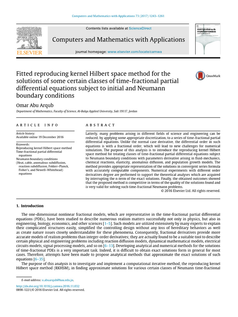 Computers and Mathematics With Applications: Omar Abu Arqub | PDF