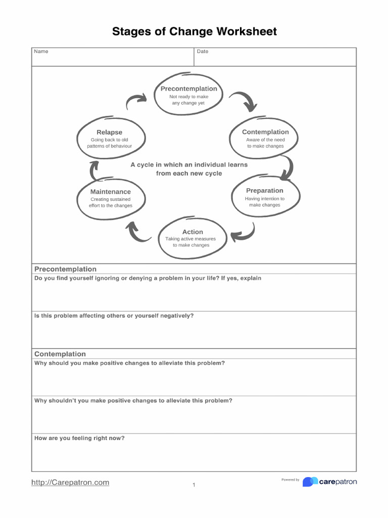 Stages of Change Worksheets | PDF