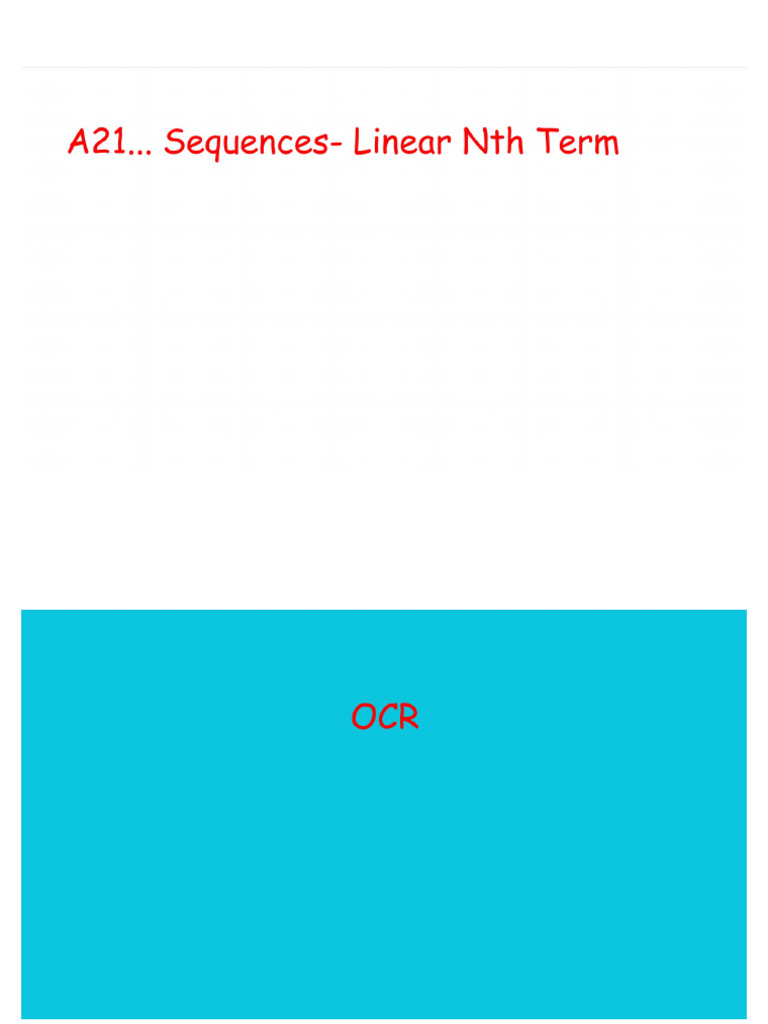 A21... Sequences Linear NTH Term Gcse Solved Exam Questions 2020 ... A21... Sequences Linear NTH Term Gcse Solved Exam Questions 2020 ...
