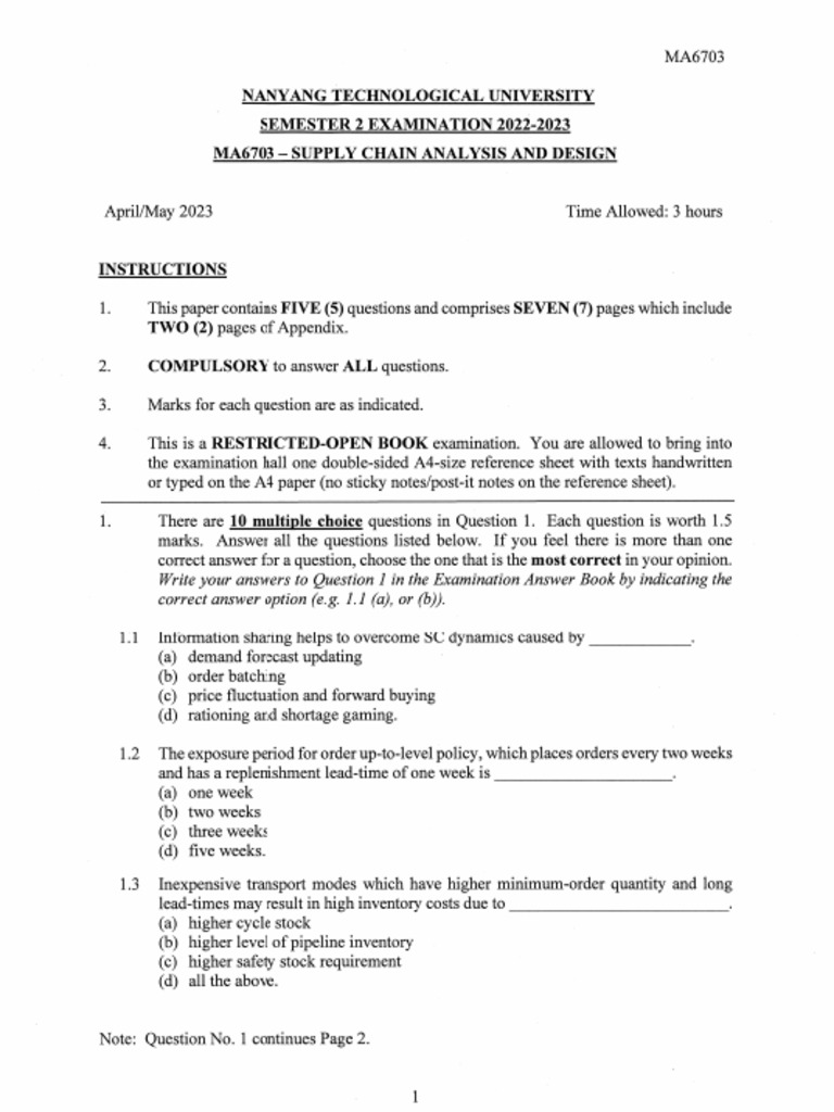 MA6703 2022-2023 Semester 2 | PDF