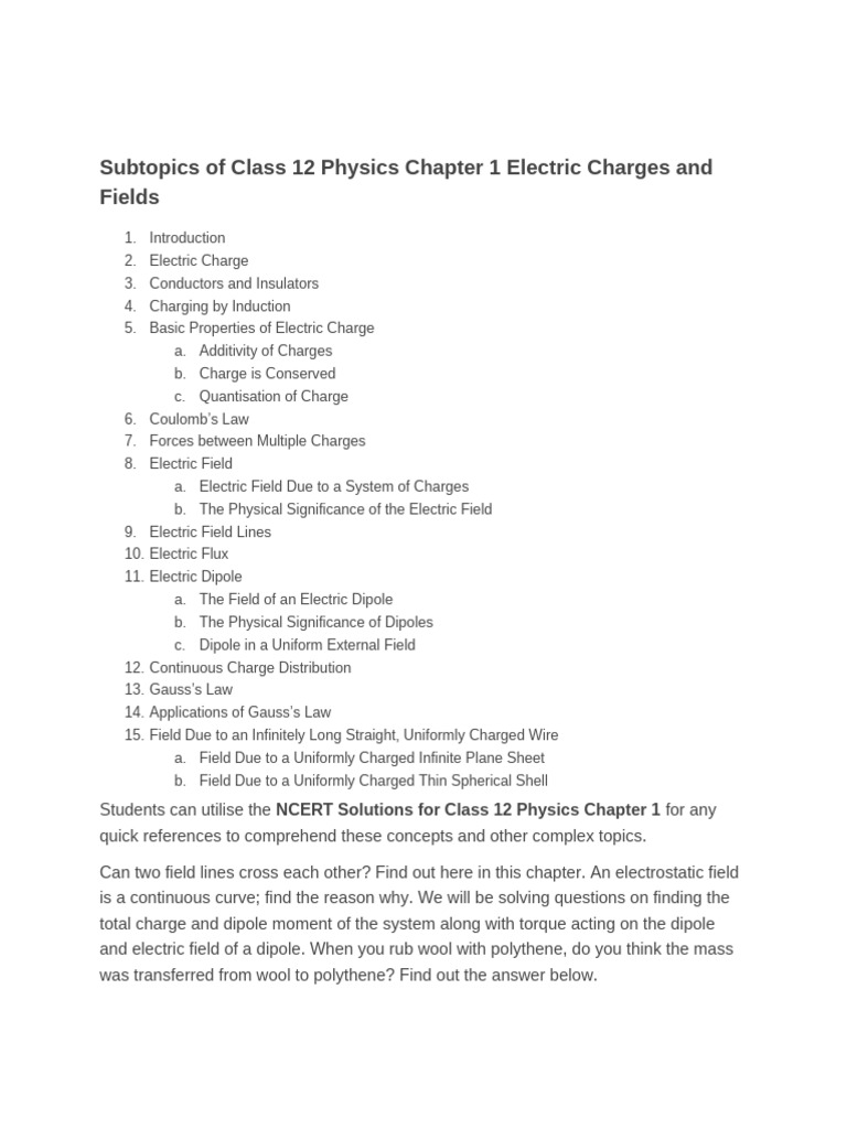 Topics Chap 1 Physics | PDF