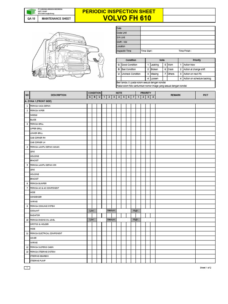 Form Check Sheet FH 610 REV 1 (1) ... | PDF