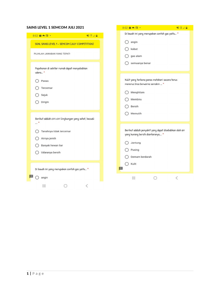 Sains Level 1 Semcom Juli 2021 | PDF