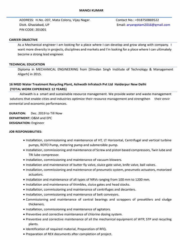 Manoj Kumar CV (1) | PDF