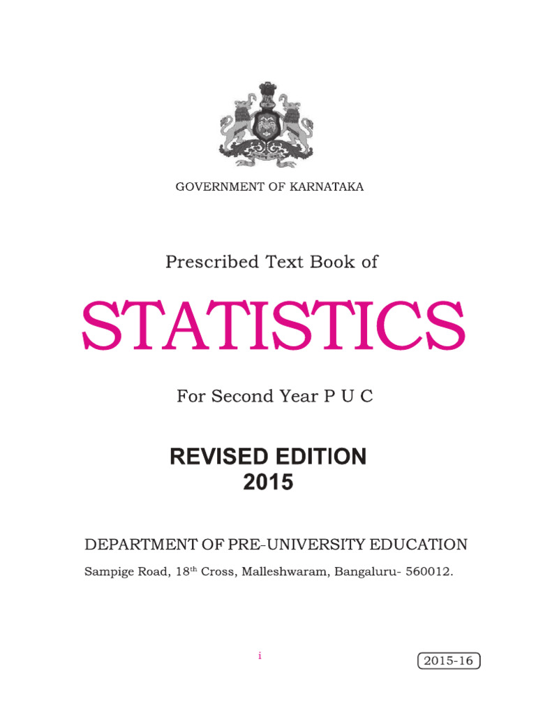 2nd PUC Statistics Textbook Pdf | PDF