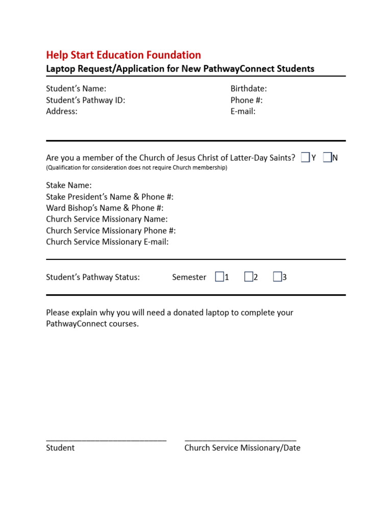 HSEF Laptop Request New Pathway | PDF