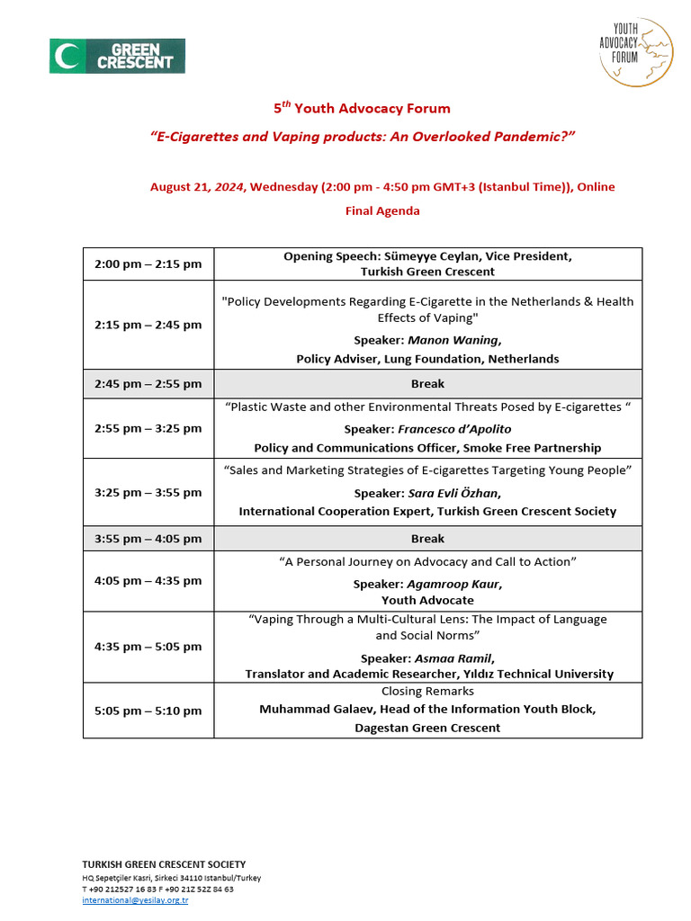 5th Youth Advocacy Forum 2024 Final Program | PDF