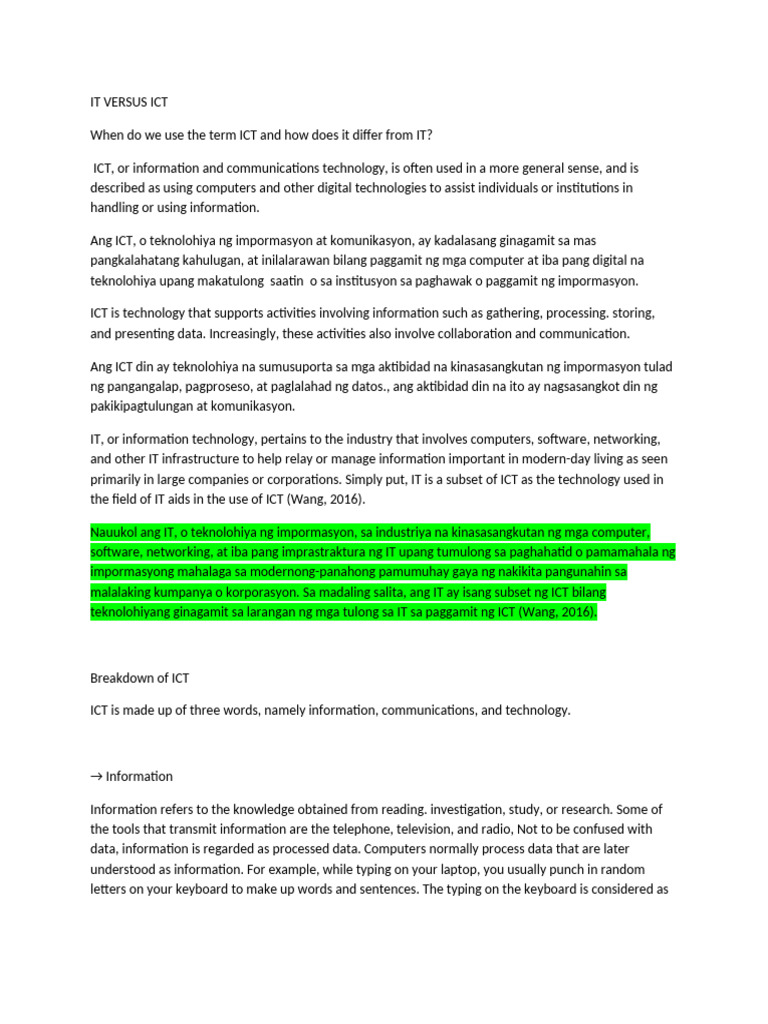 IT VERSUS ICT-WPS Office | PDF | Information | Computers