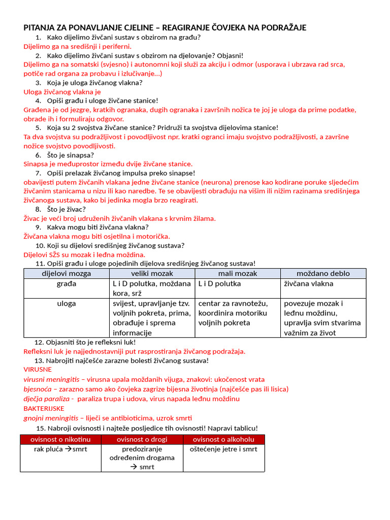 Pitanja Za Ponavljanje 3. Cjeline | PDF