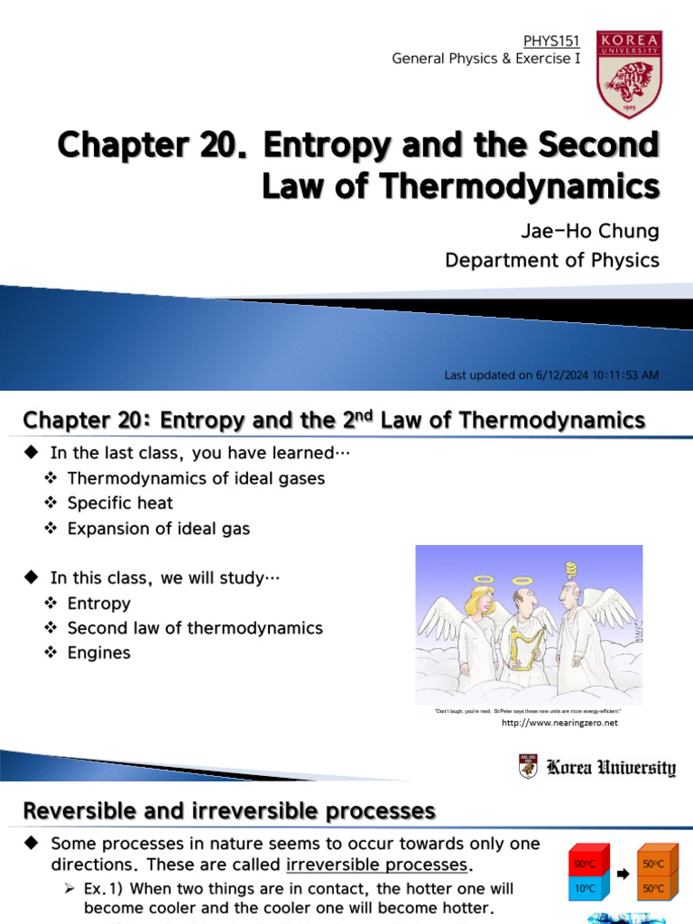 PHYS151 20 Entropy and The Second Law of Thermodynamics | PDF
