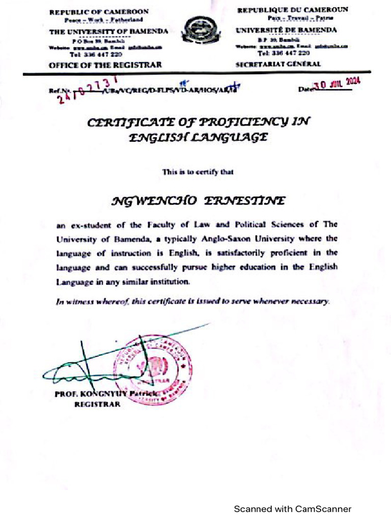 Attestation of English Language Proficiency | PDF