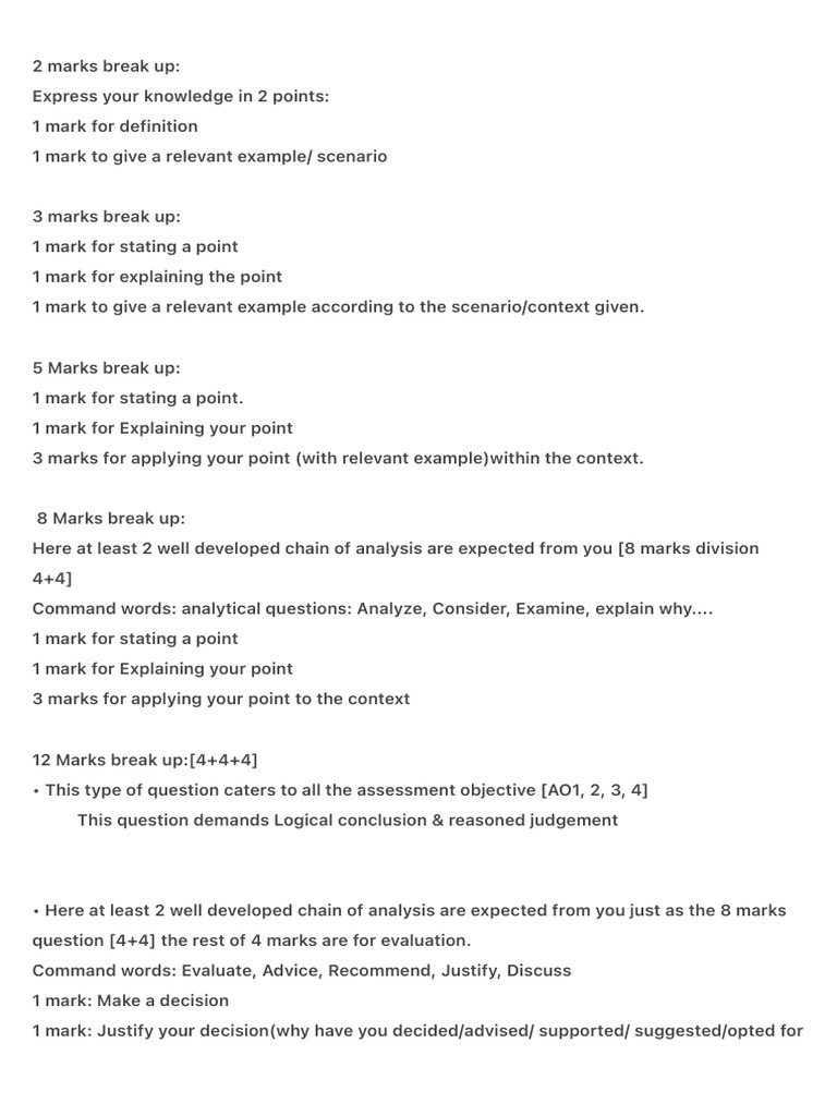 2 Marks Break Up | PDF