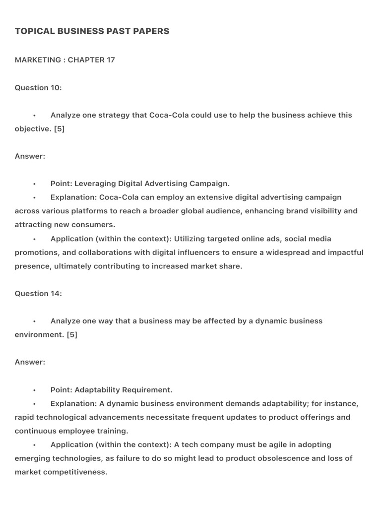 Topical Business Past Papers | PDF