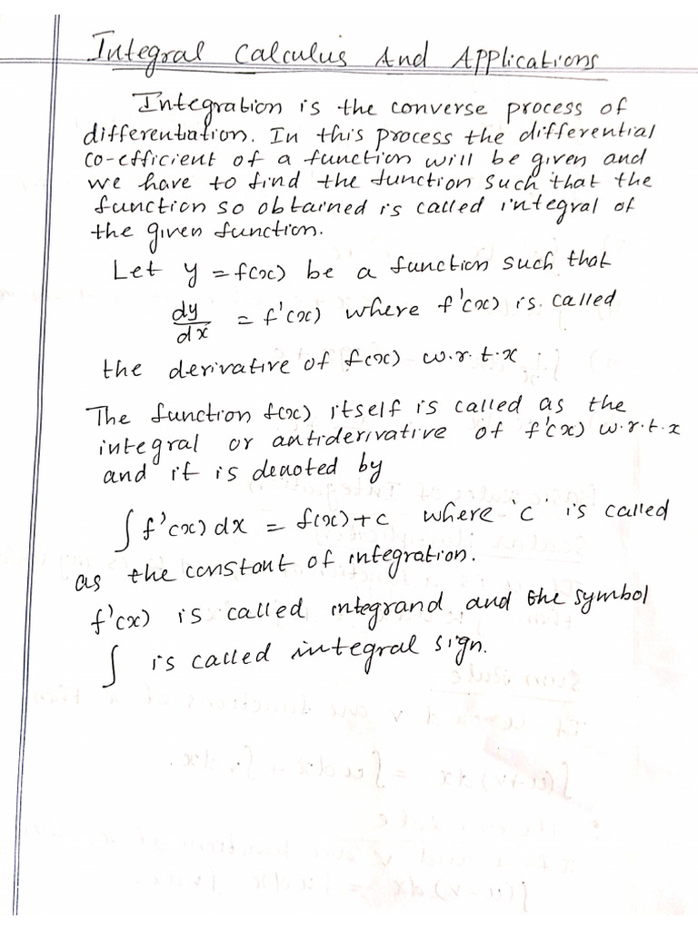 Integration Maths Pdf