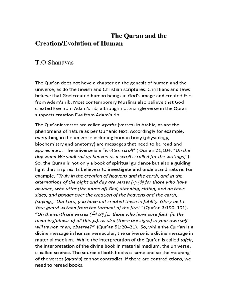 The Quran and The Creation Evolution of | PDF