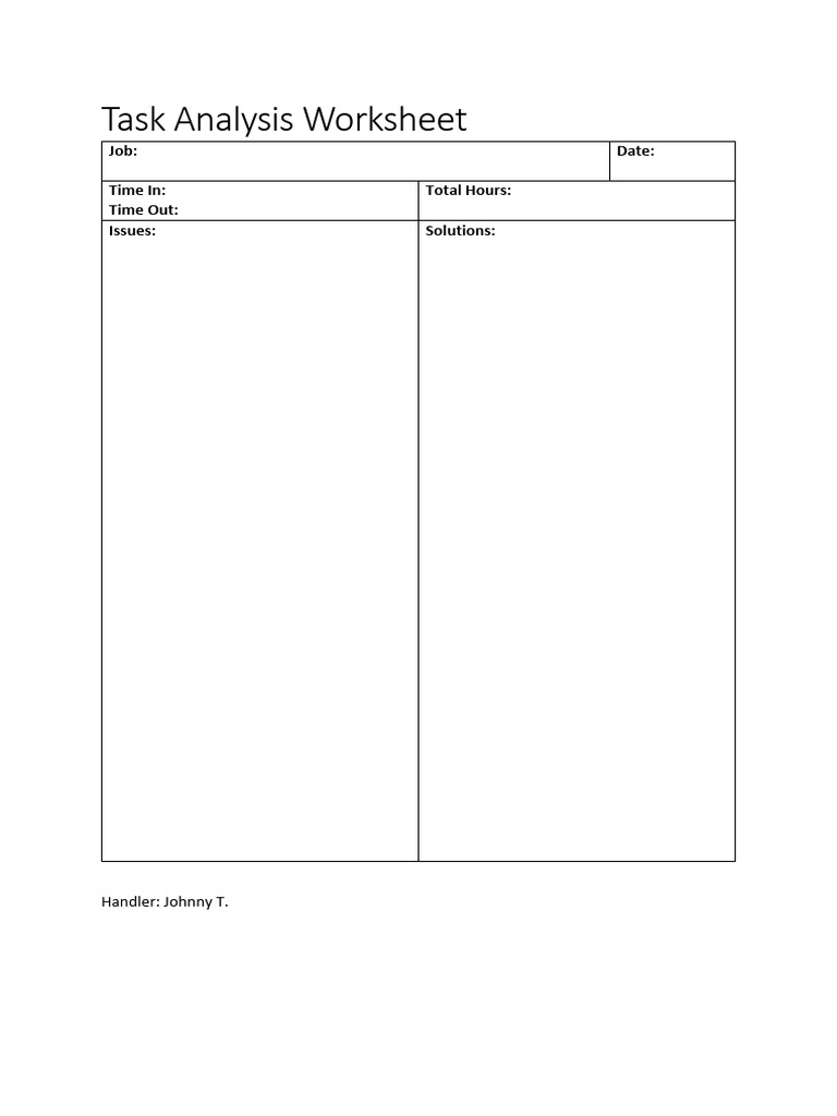 Task Analysis Worksheet | PDF