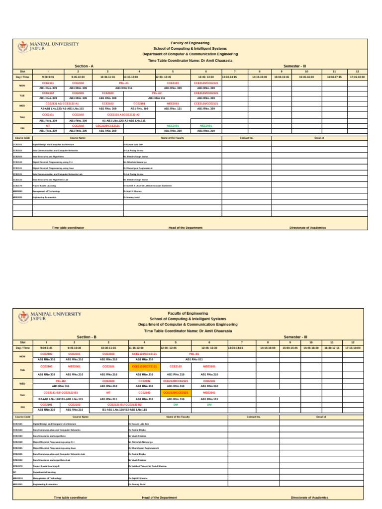 Cce timetable | PDF
