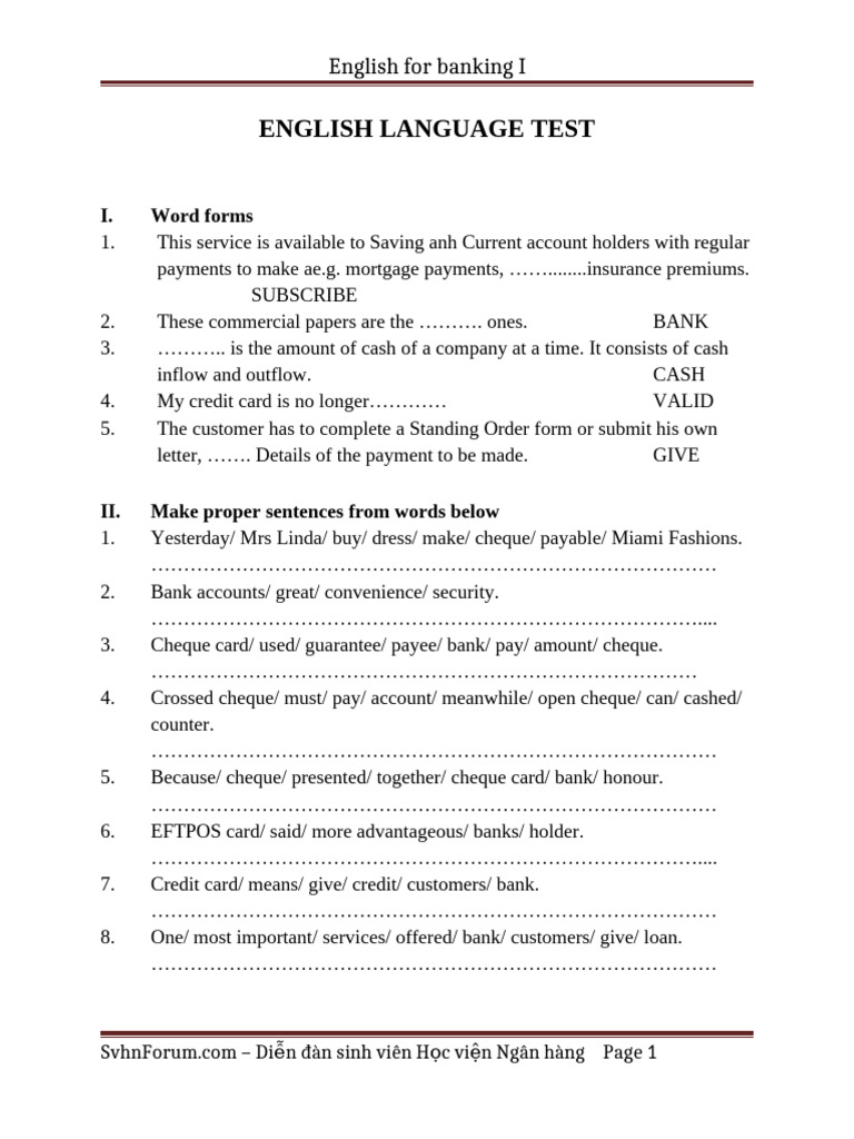 English Language Test | PDF