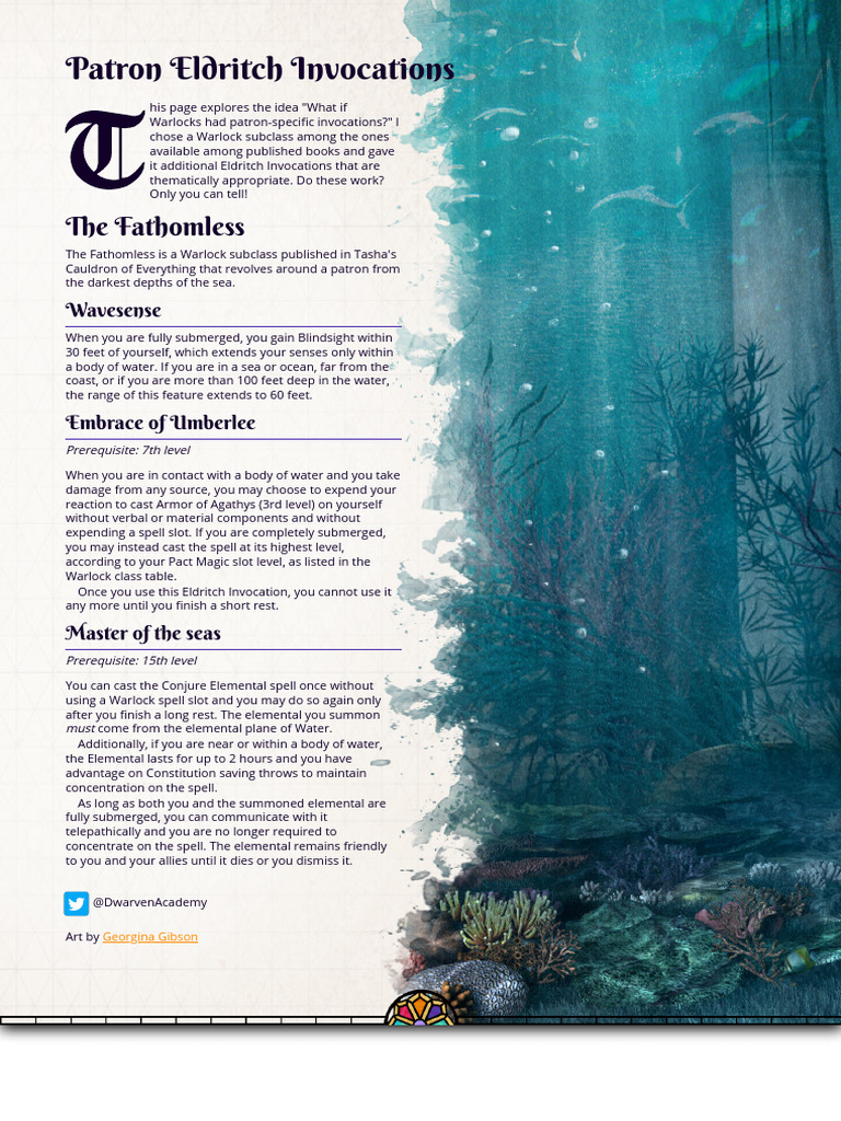 Patron Specific Invocations Fathomless | PDF