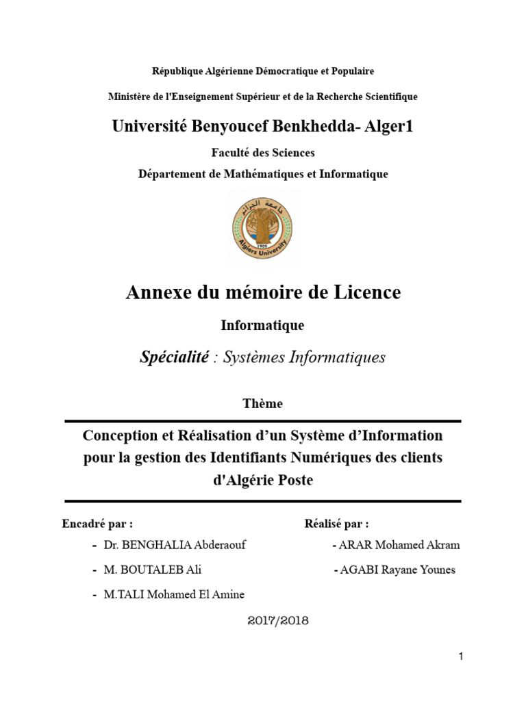Annexe Du Memoire ARAR & AGABI | PDF