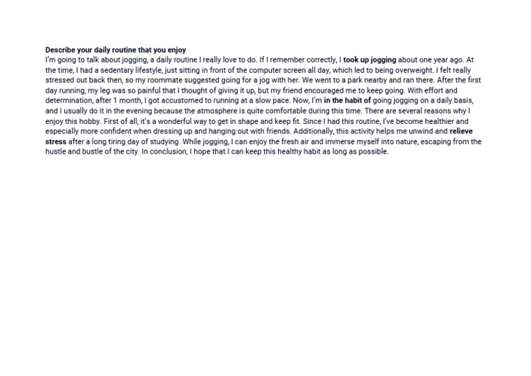 Describe your daily routine that you enjoy | PDF