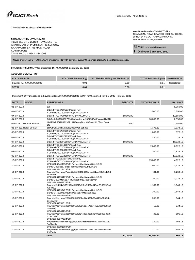 Mrs - Amutha Jayakumar: Page 1 of 2 M-76543125-1 | PDF